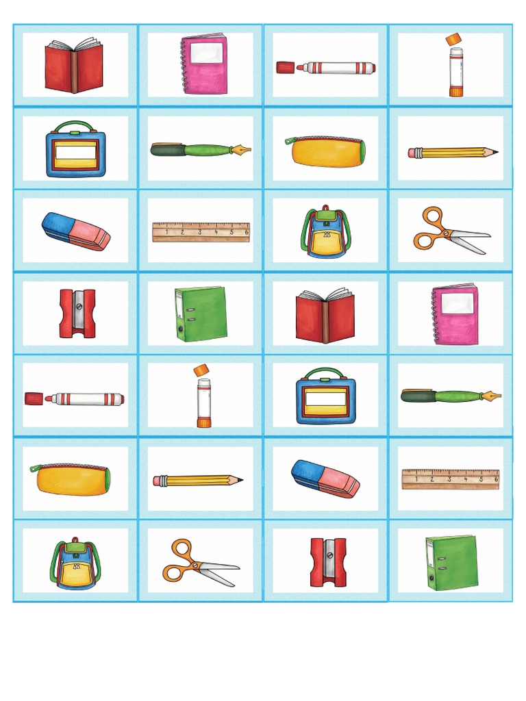 Memory Bildkarten School Things | PDF