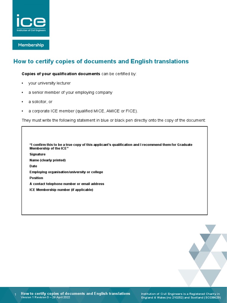 How To Certify Copies of Documents and English Translations | PDF