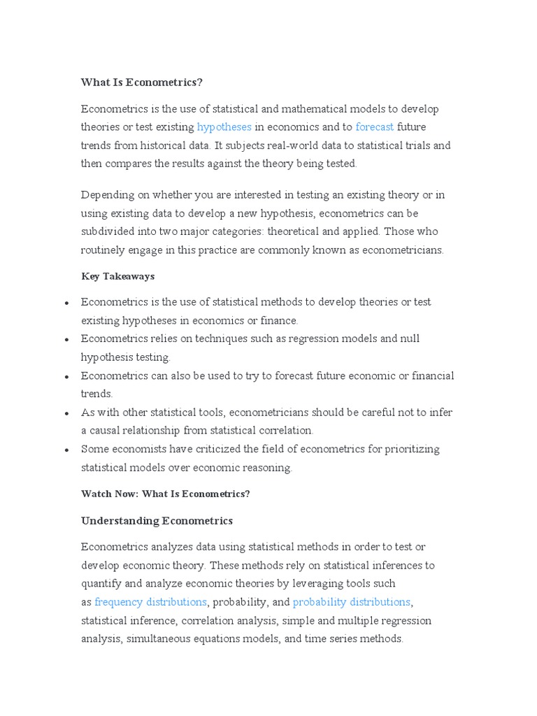 Econometrics | PDF | Econometrics | Statistics Econometrics | PDF | Econometrics | Statistics