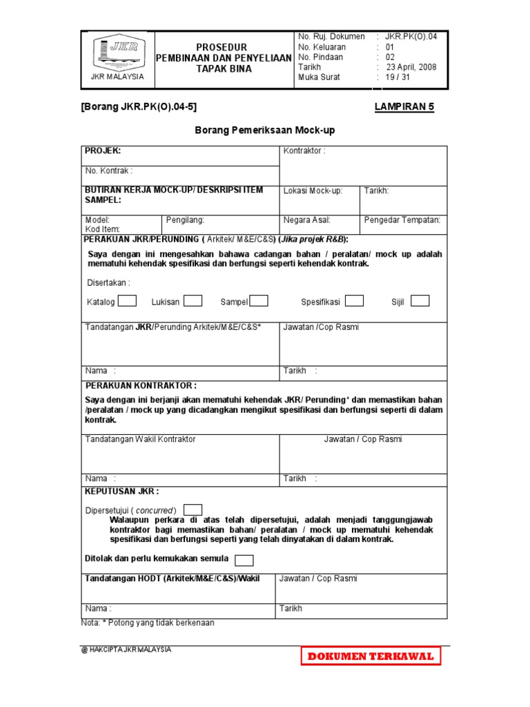 JKR PK O 04 Penyeliaan - Mock-Up | PDF