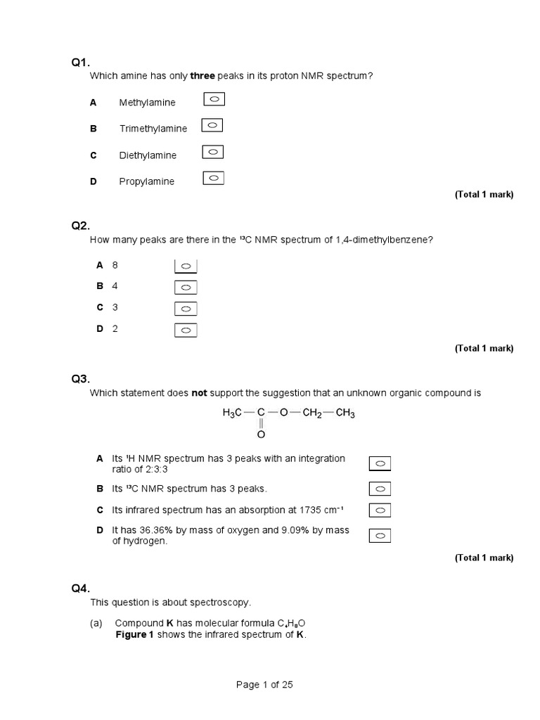 13-4 - NMR Exam Style Qs - With Ms | PDF | Proton Nuclear Magnetic ...