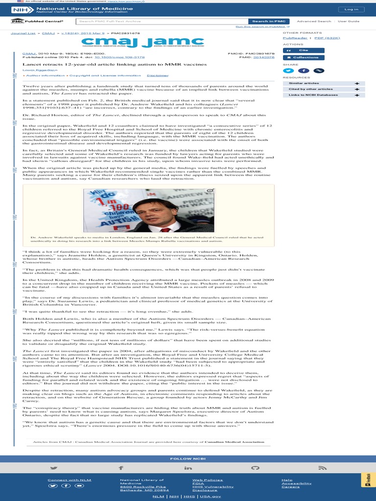 Lancet Retracts 12-Year-Old Article Linking Autism To MMR Vaccines ...