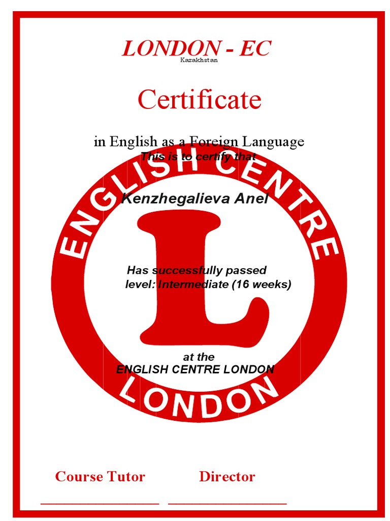 Certificate: London - Ec | PDF | Languages Of Europe | Cultural Assimilation