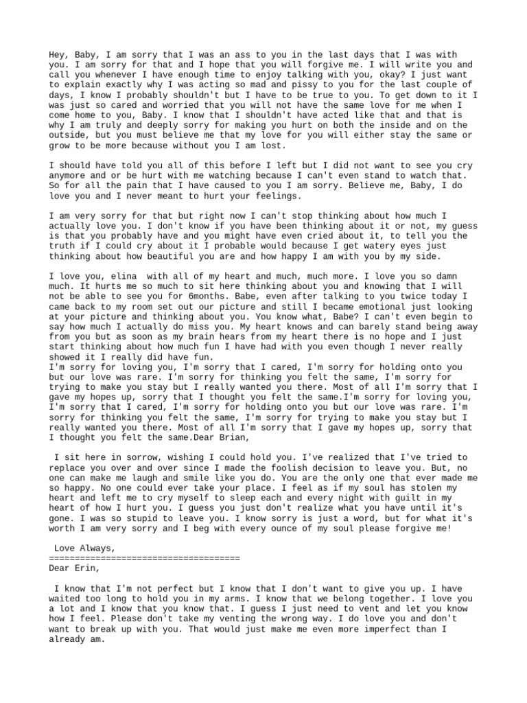 A Heartfelt Plea for Forgiveness and Rekindled Love | PDF | Love ...