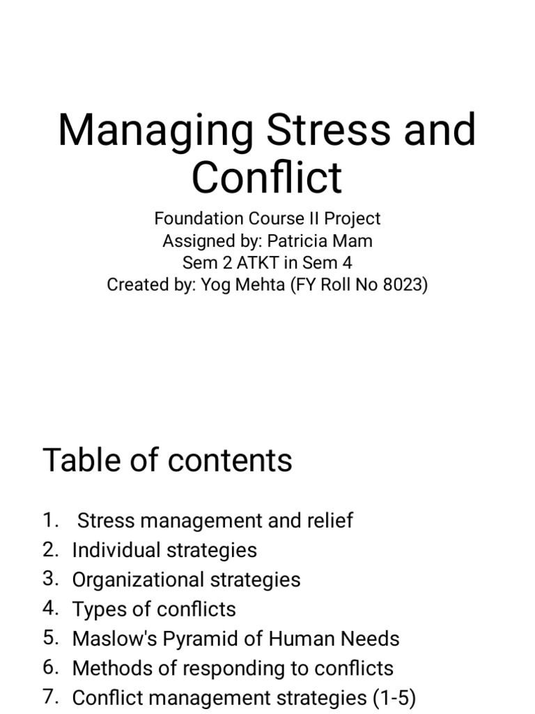 Student Stress & Conflict Guide | PDF | Stress Management | Cognitive ...