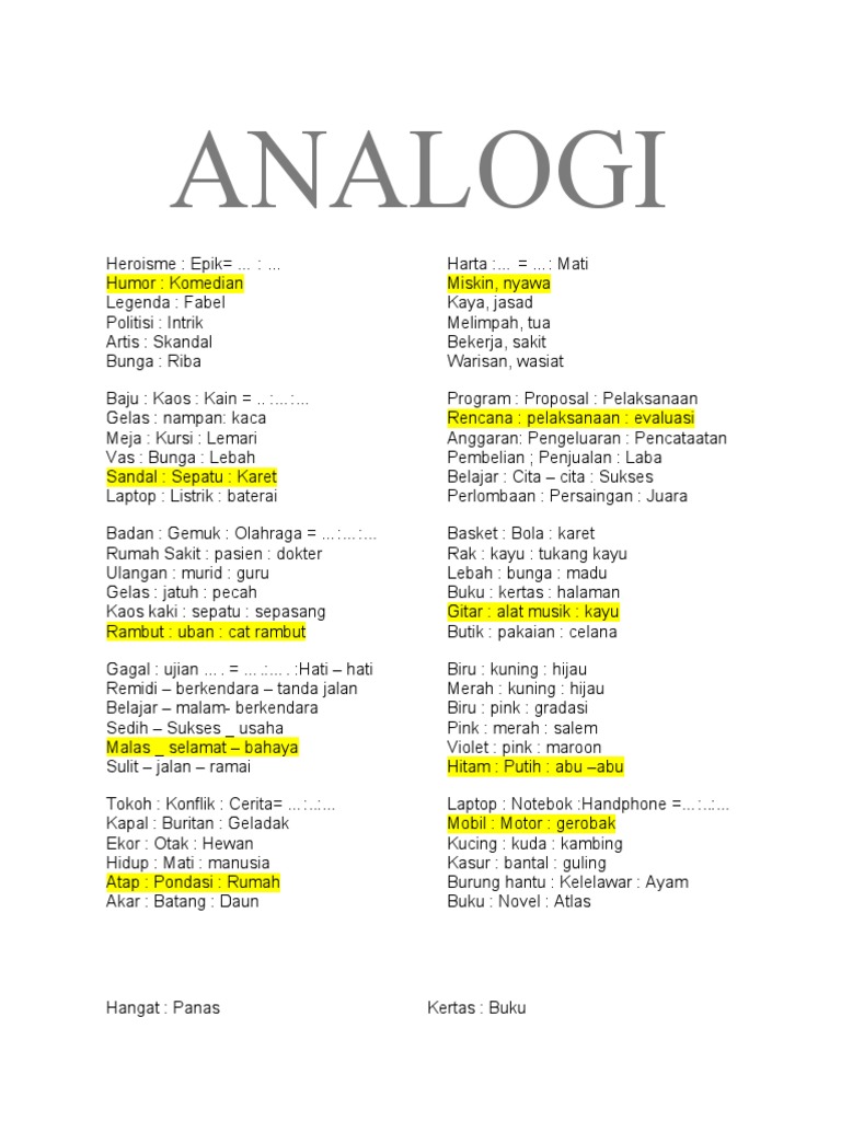 ANALOGI | PDF | Dewasa Muda