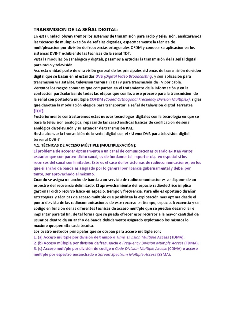 Tema 4 (Multiplex COFDM) Editado | PDF | Multiplexación por división de ...