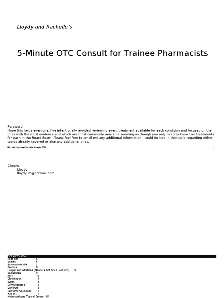 OTC Table | PDF | Dermatitis | Constipation