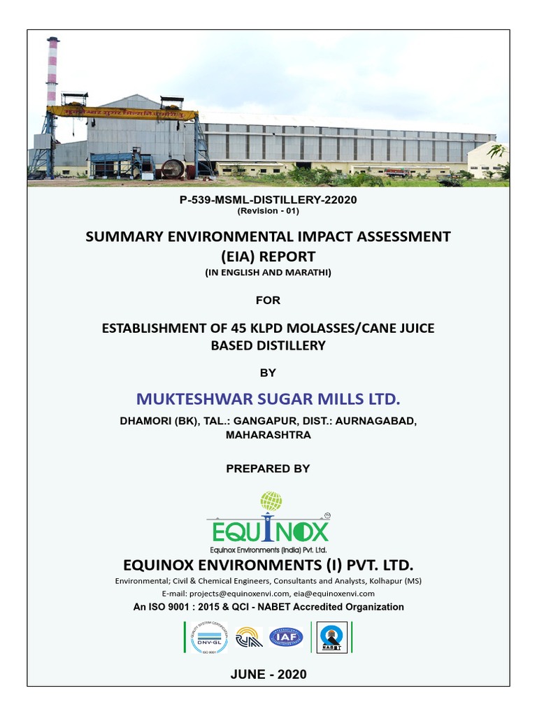 Summary Environmental Impact Assessment (Eia) Report: Mukteshwar Sugar ...