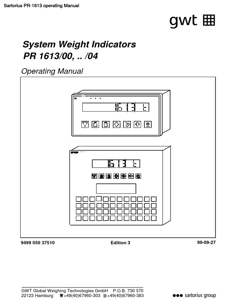 System Weight Indicators PR 1613/00, .. /04: Operating Manual | PDF