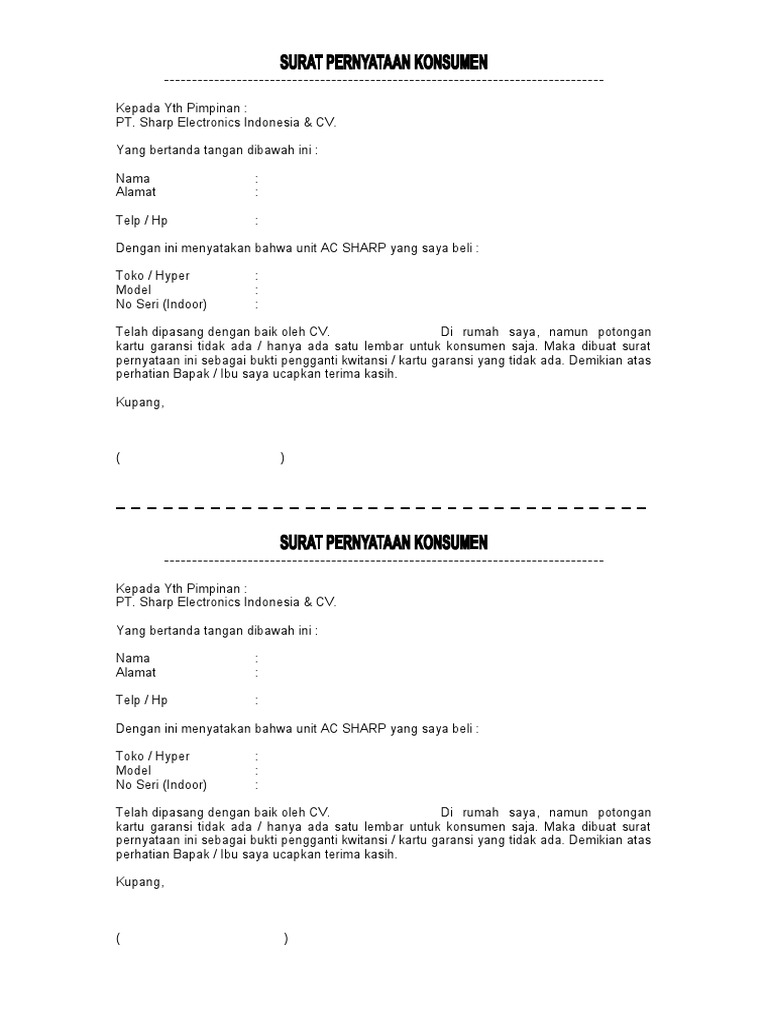 (Cs - Planning-Form-005) Form Pernyataan Tidak Ada Kartu Garansi | PDF
