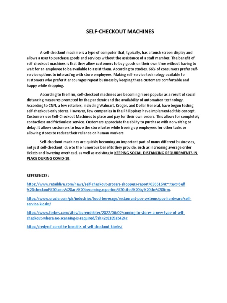 Self Checkout Machines | PDF