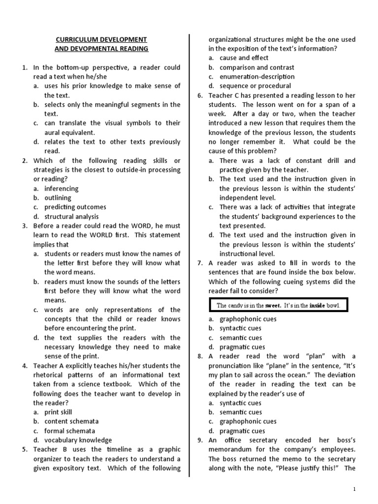 Curriculum Development and Developmental Reading | PDF | Curriculum | Reading Comprehension