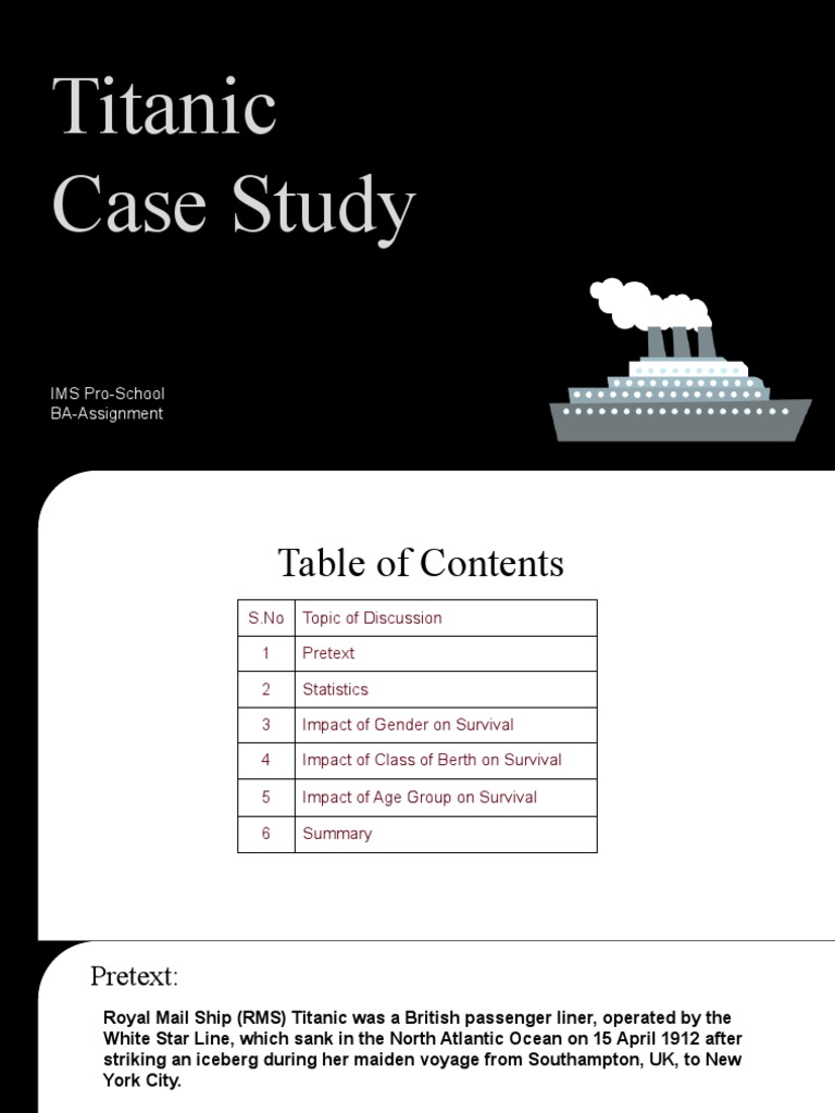 Titanic Survival Case Study Analysis | PDF | Ocean Liners | White Star Line