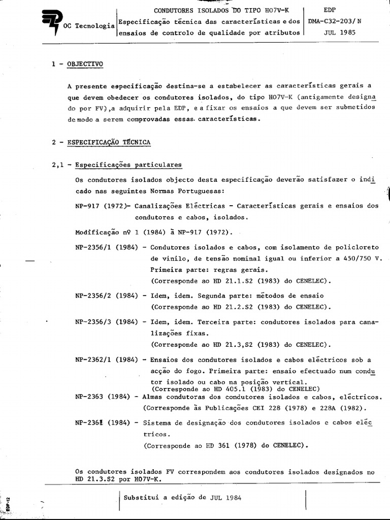 DMA-C32-203N - 1985 Cabos Isol. BT | PDF