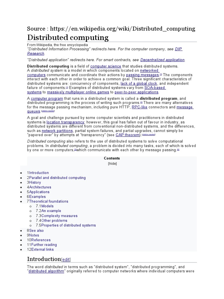 An Overview of Distributed Computing: Concepts, History, Architectures and Applications | PDF ...