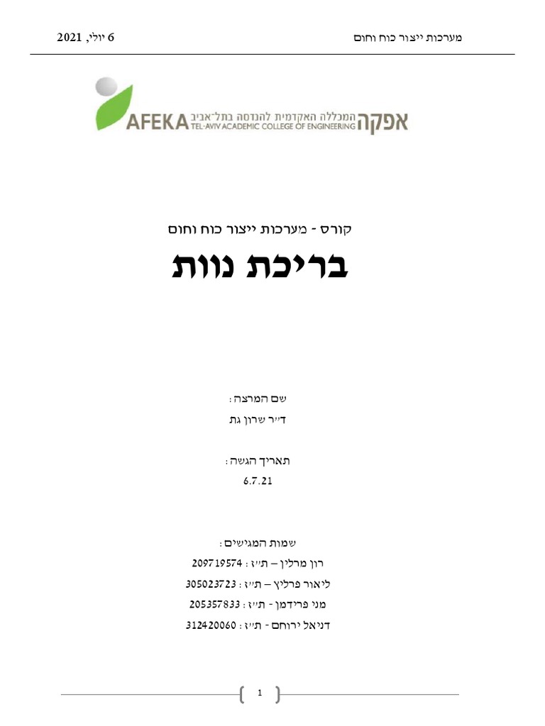 MenyF RonM DanielY LiorP | PDF