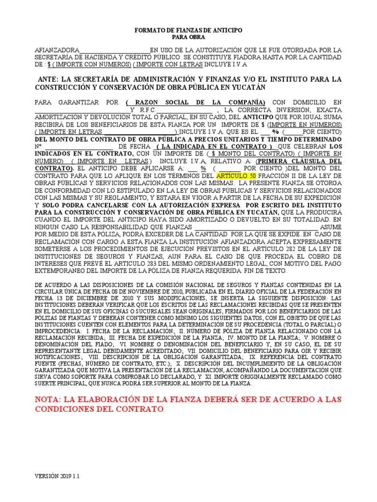 Fianza de Anticipo | PDF | Gobierno | Justicia