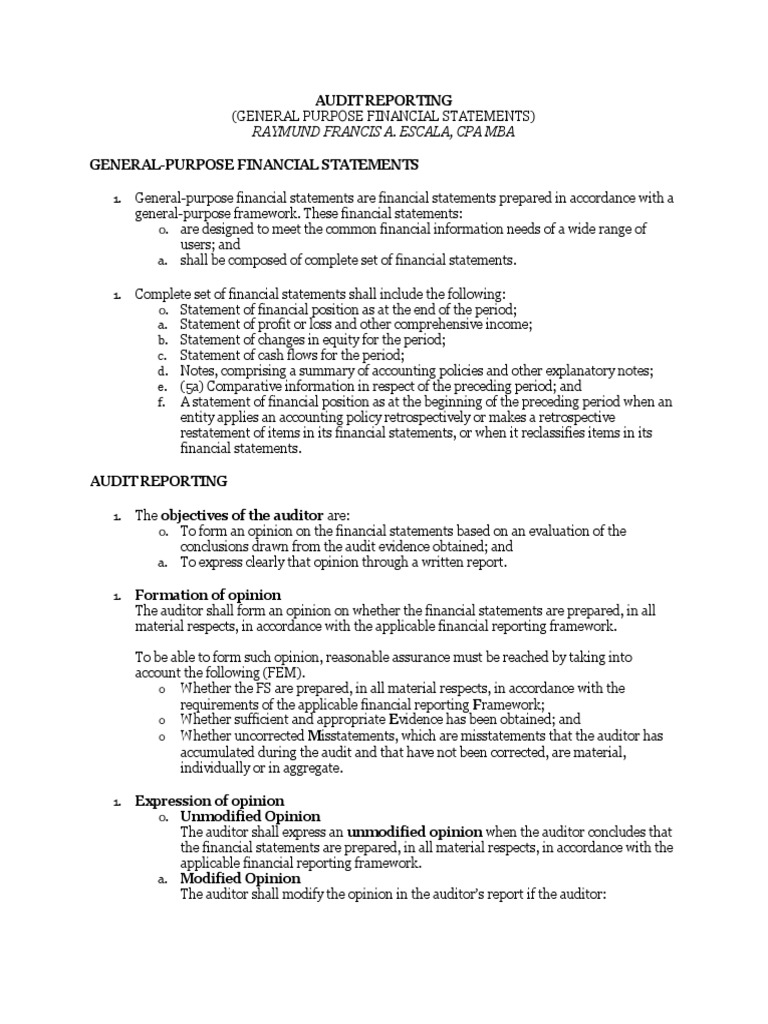 General Purpose Financial Statements | PDF | Auditor's Report ...