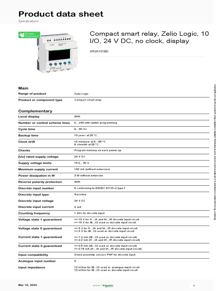Zelio Logic SR2 - SR3 - SR2A101BD | PDF | Relay | Electrical Network