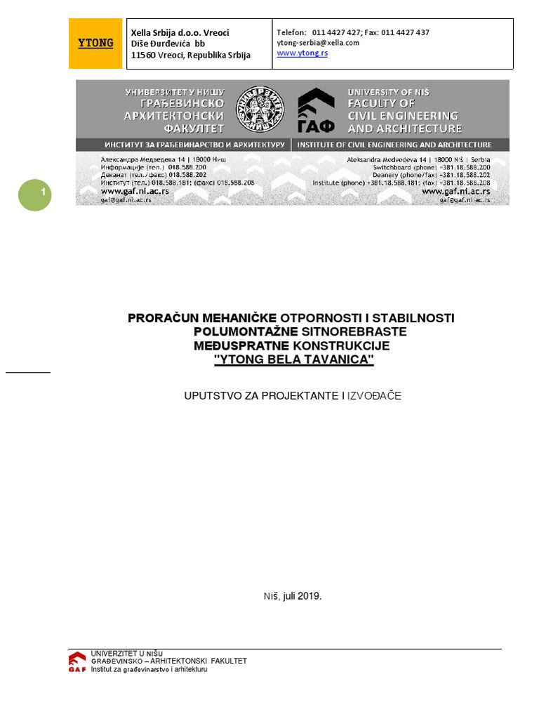 Proračun Mehaničke Otpornosti I Stabilnosti Polumontažne Sitnorebraste ...