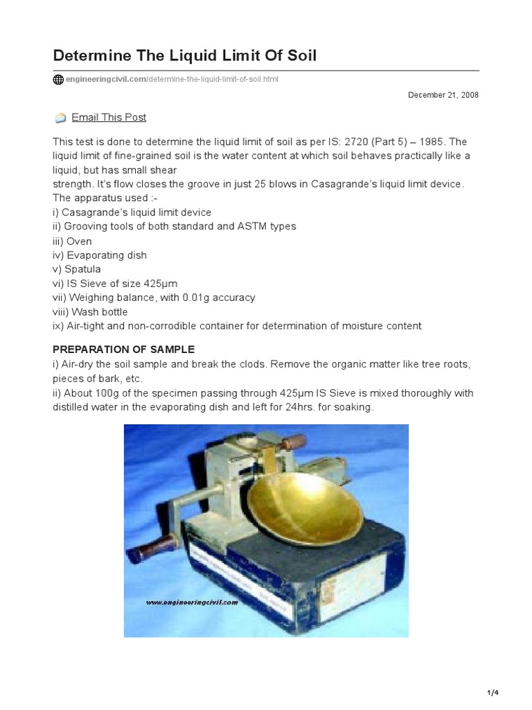 Determine The Liquid Limit of Soil | PDF | Materials | Horticulture