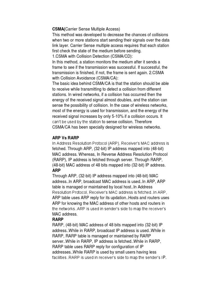 CSMA (Carrier Sense Multiple Access) | PDF | Computer Network ...