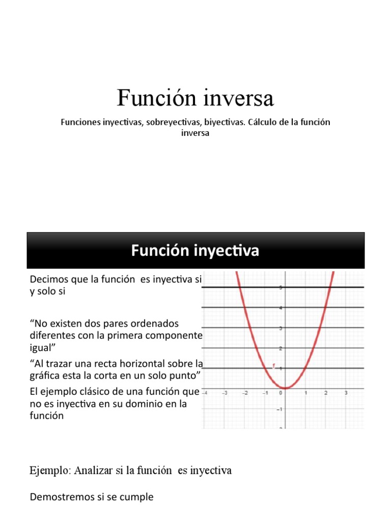 Funciones Inyectivas, Sobreyectivas, Biyectivas. Cálculo de La Función Inversa | PDF