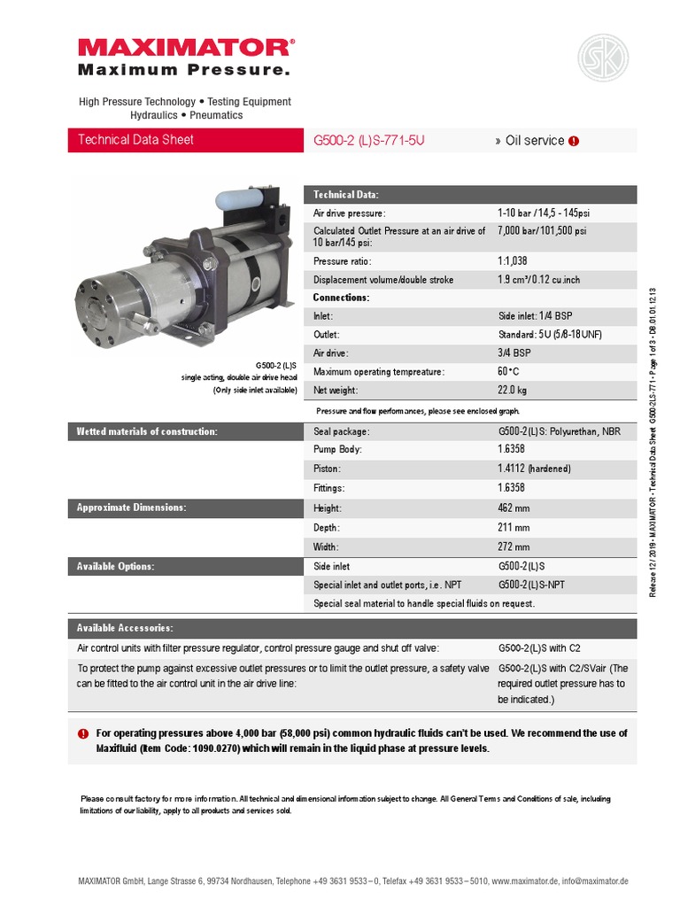 DB 01.01.12.13 Pump G500 2LS 771 | PDF | Pressure | Pump