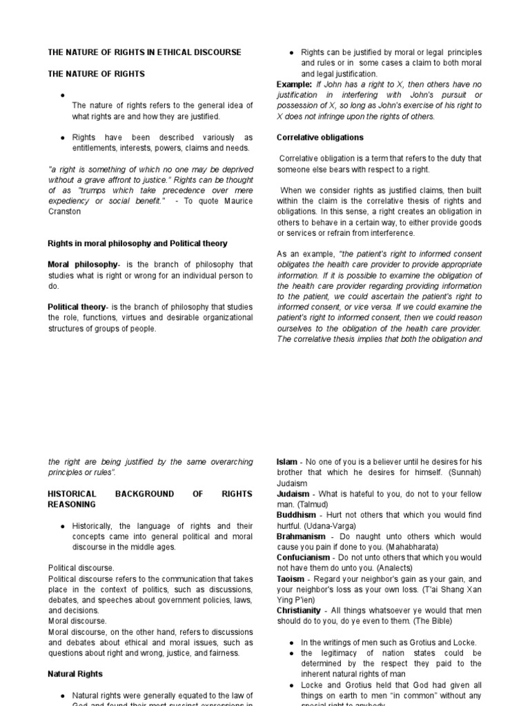 Chapter 4 (Notes) | PDF | Rights | Utilitarianism