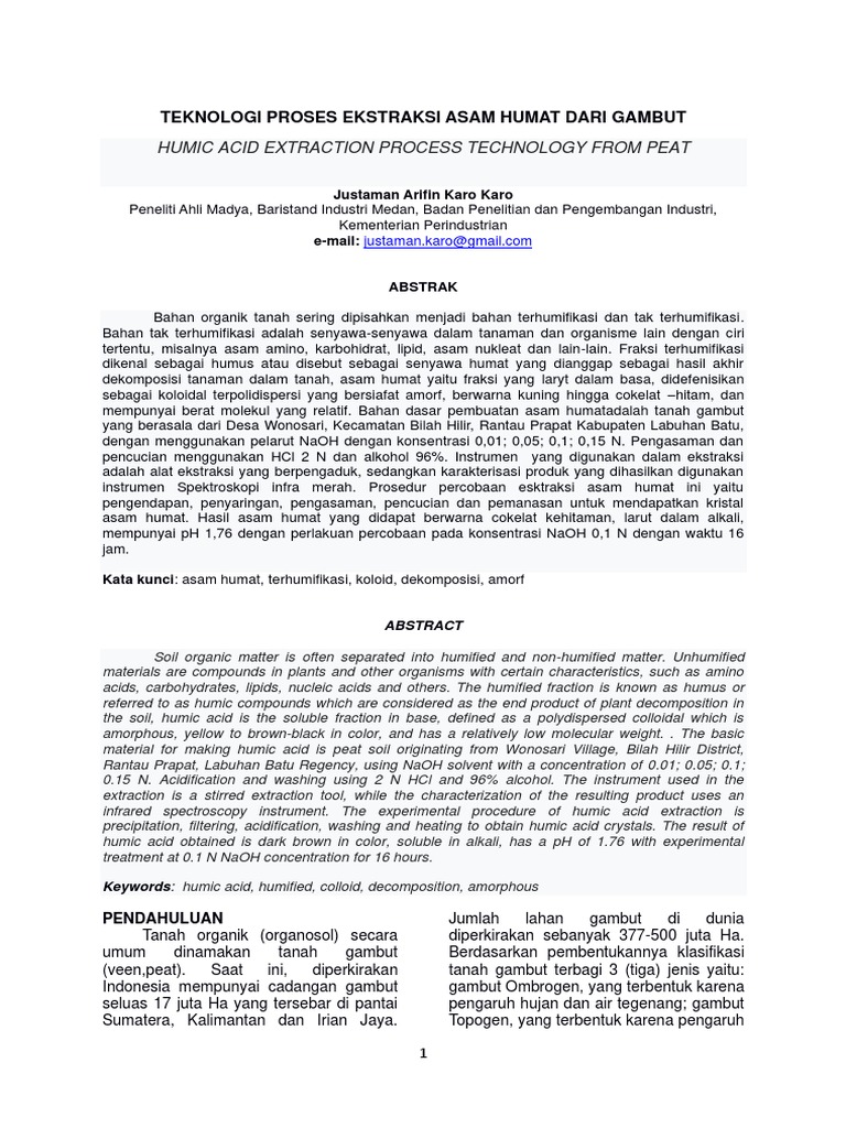 Teknologi Proses Ekstraksi Asam Humat Da 28b53815 | PDF