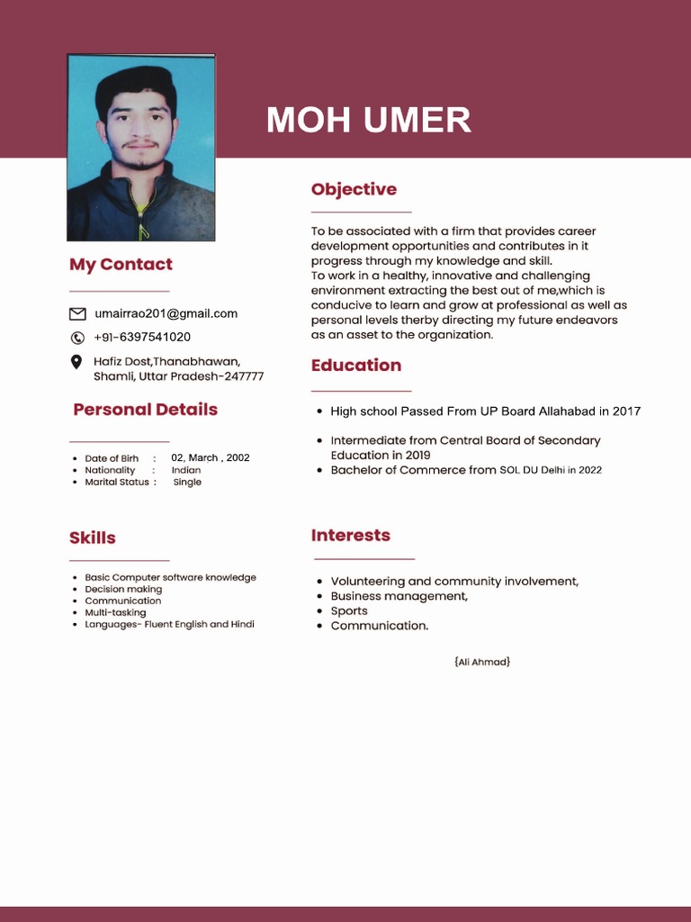 Resume Umair Pdf 
