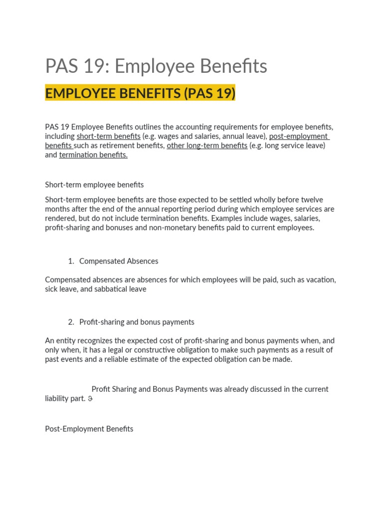 Pas 19 | Download Free PDF | Defined Benefit Pension Plan | Employment