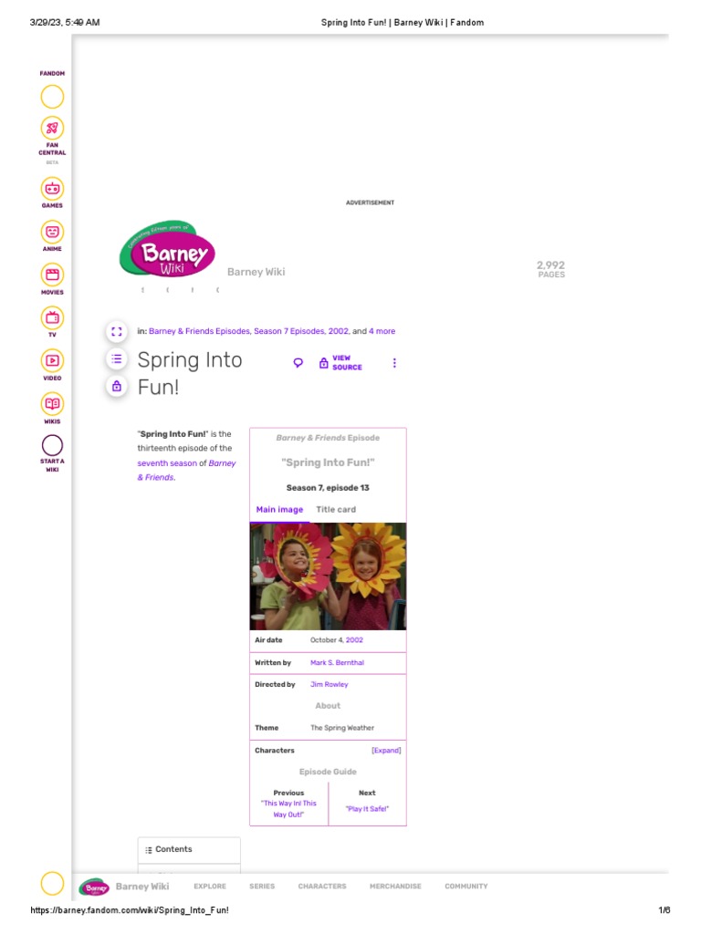 Spring Into Fun! - Barney Wiki - Fandom | PDF | Fandom