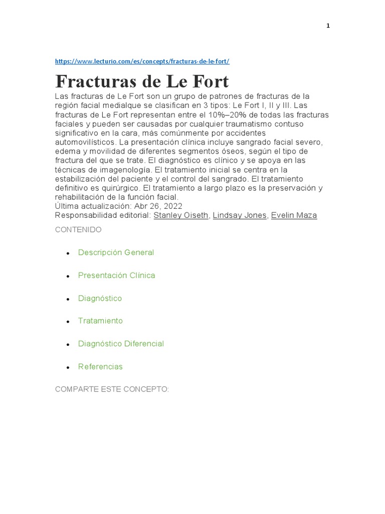 Fracturas de Le Fort | PDF | Lesión cerebral traumática | Lesión