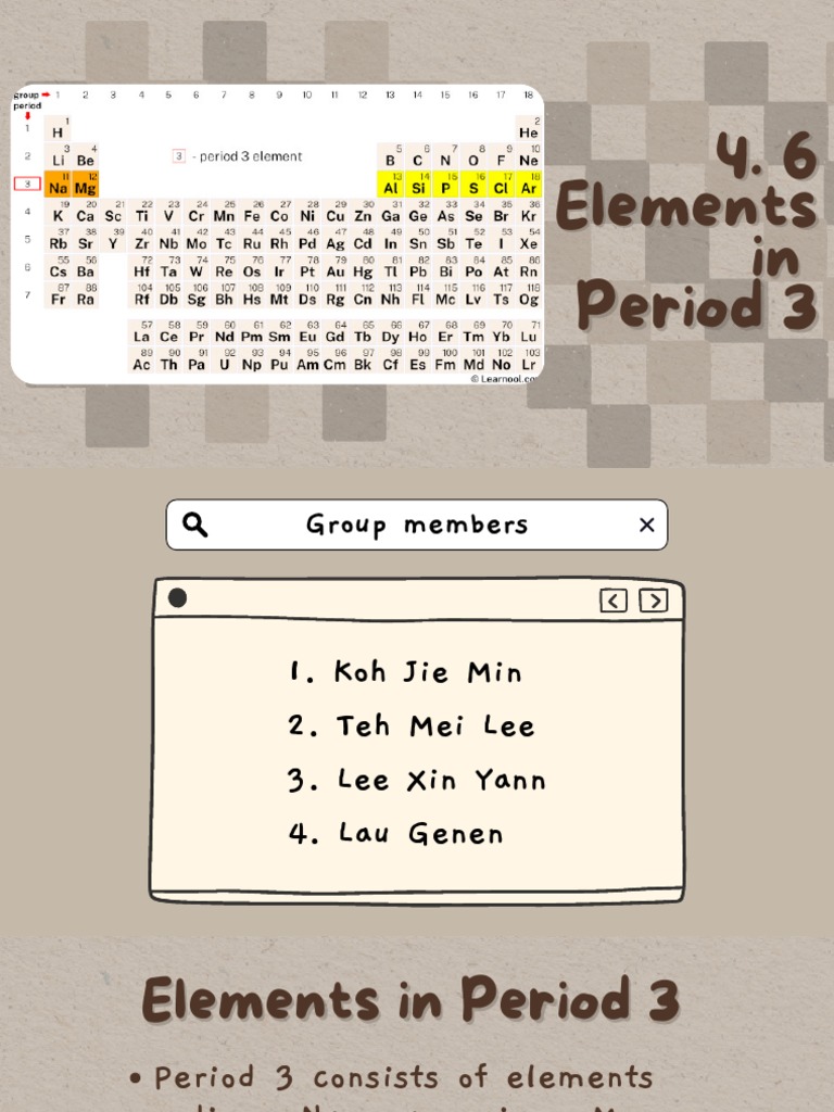 6 Elements in Period 3 | PDF | Chemical Elements | Silicon