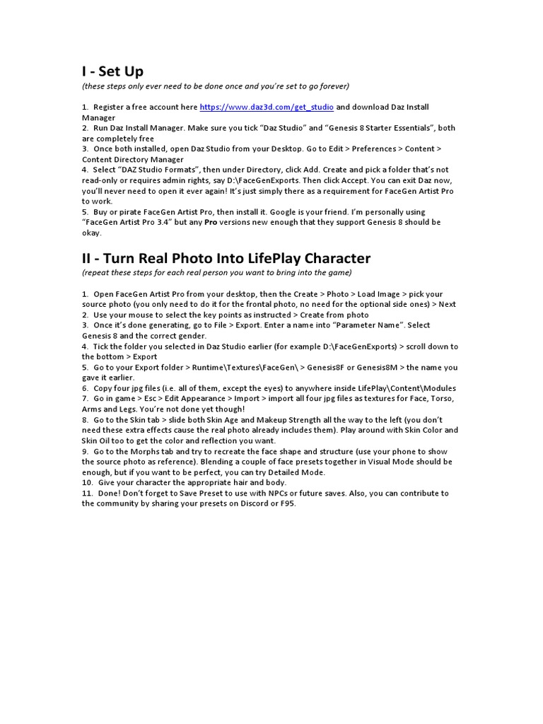 Create LifePlay Characters with FaceGen | PDF | Directory (Computing ...