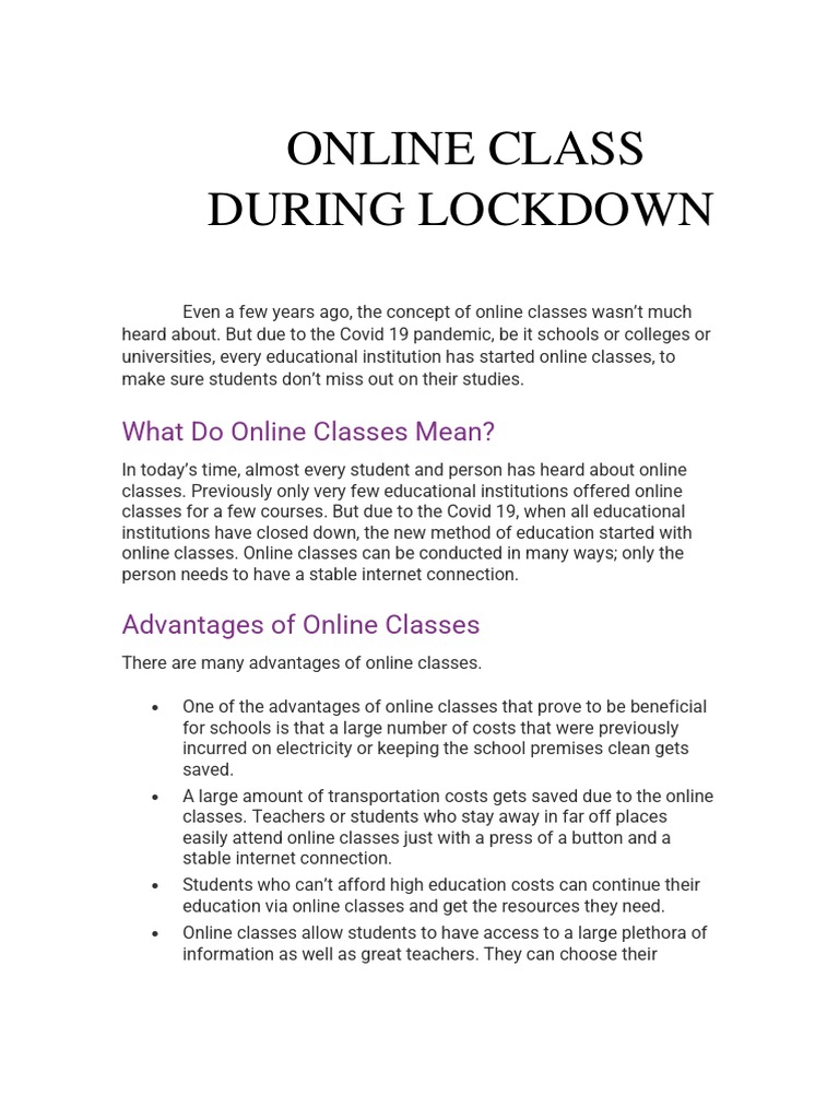 Online Class During Lockdown PDF | PDF | Educational Technology