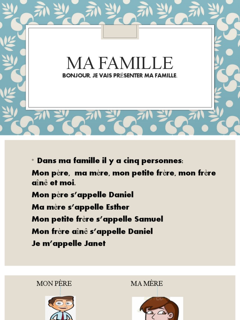Bonjour, Je Vais PR Senter Ma Famille | PDF | Livres de cuisine ...