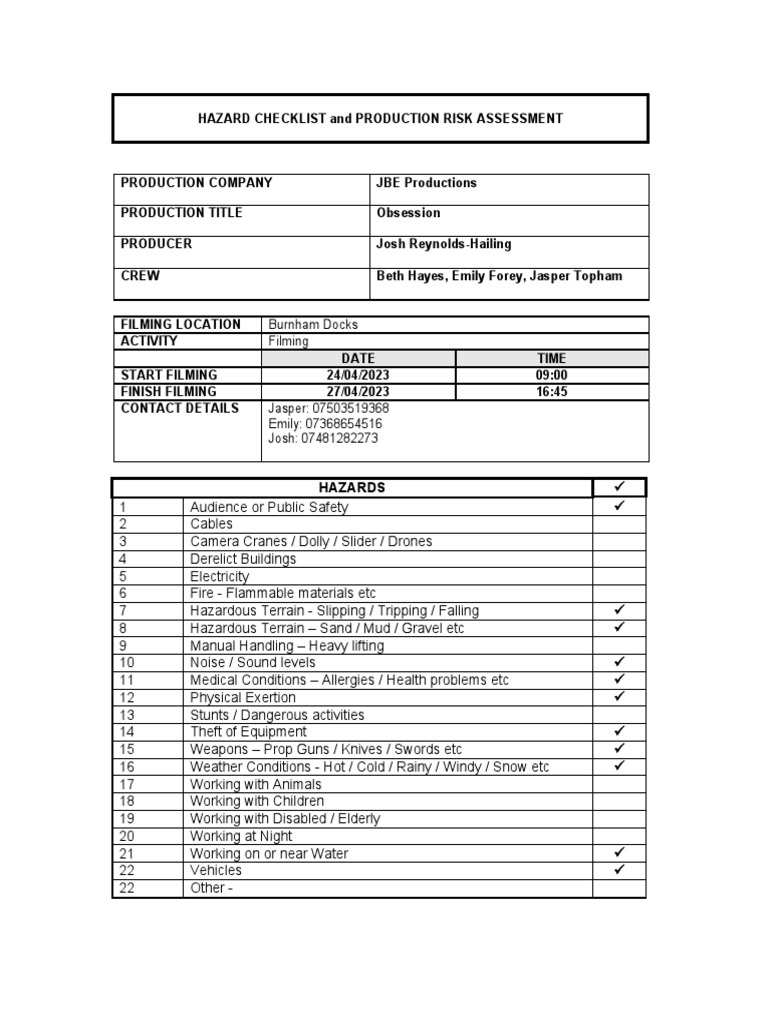 Risk Assessment - Burnham Docks | PDF | Risk | Occupational Safety And ...