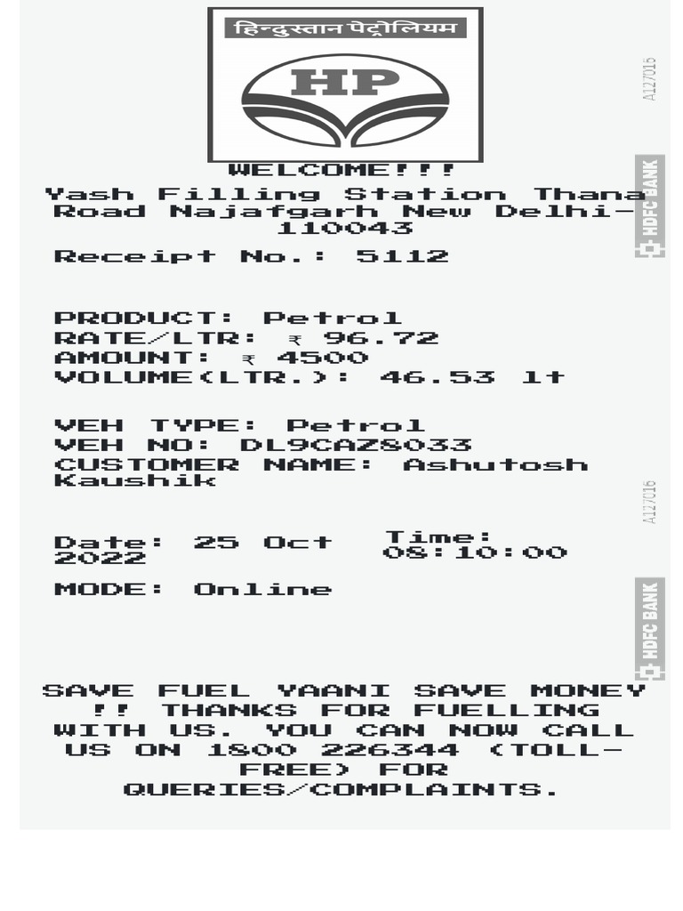 Fuel Bill - Oct | PDF Fuel Bill - Oct | PDF
