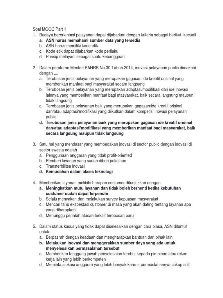 Soal Mooc 2022 | PDF