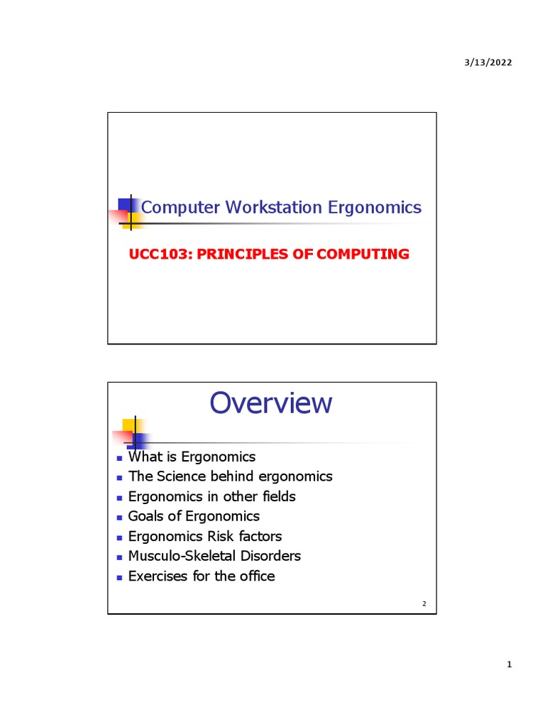 Ergonomics: Computer Workstation Guide | PDF | Human Factors And ...