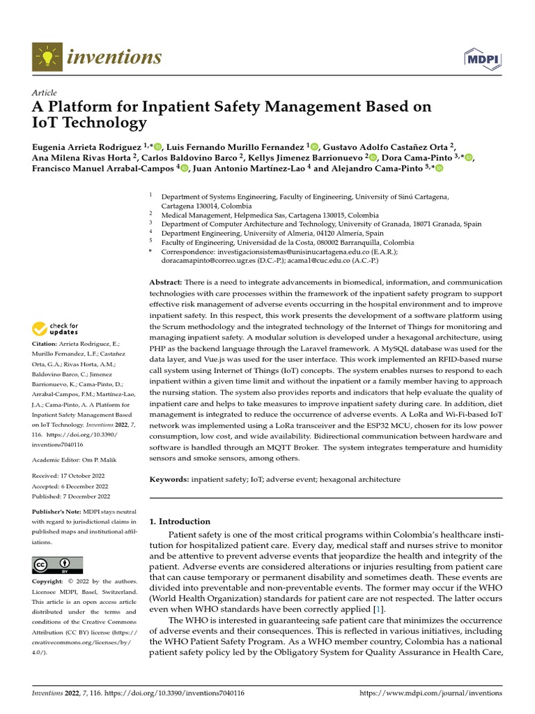Inventions: A Platform For Inpatient Safety Management Based On Iot ...