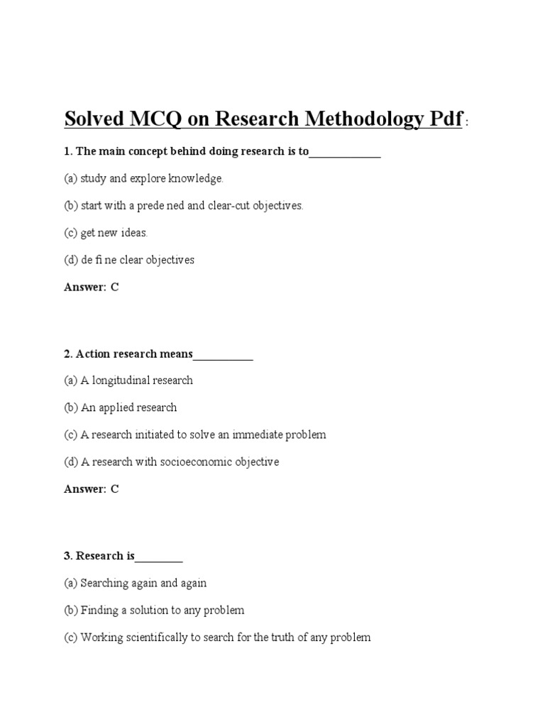 DR. K. Solved MCQ On Research Methodology PDF | PDF | Hypothesis ...