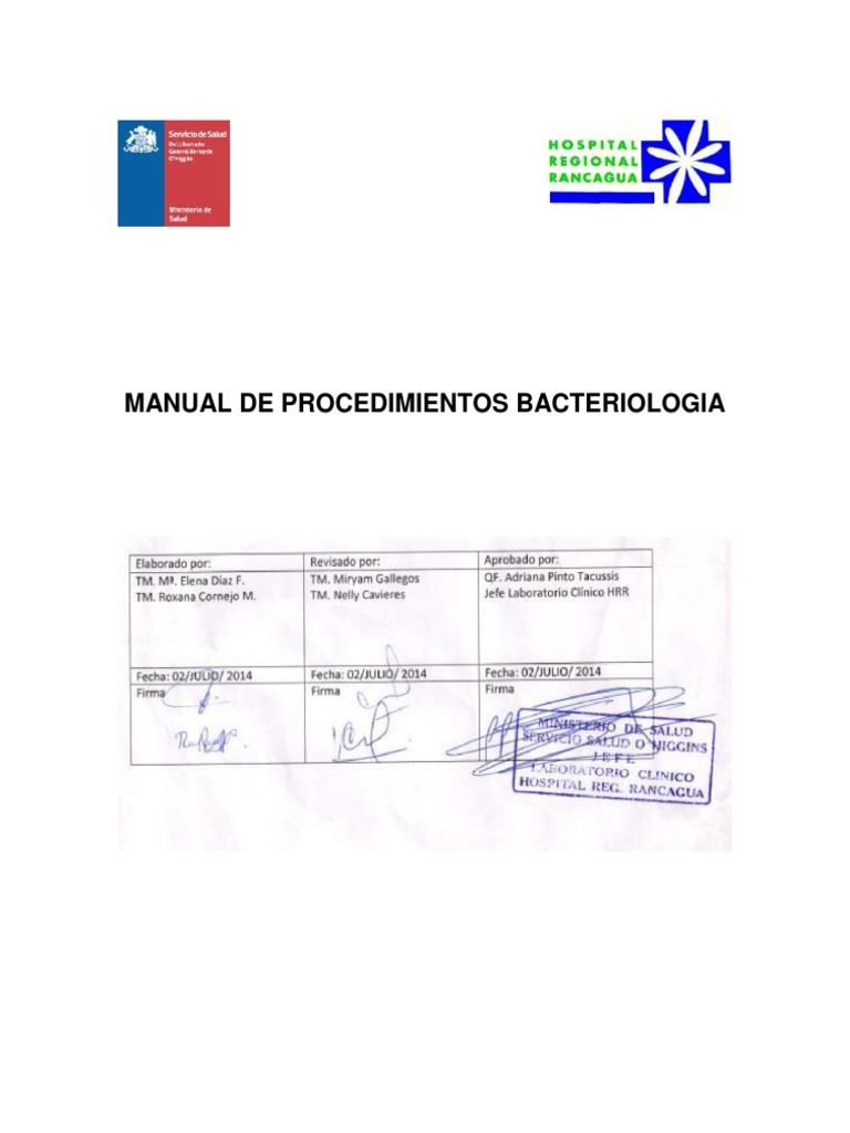 APL 1.3 Manual de Procedimientos Seccion TBC Laboratorio Clinico HRR V0 | PDF | Tinción | Las ...