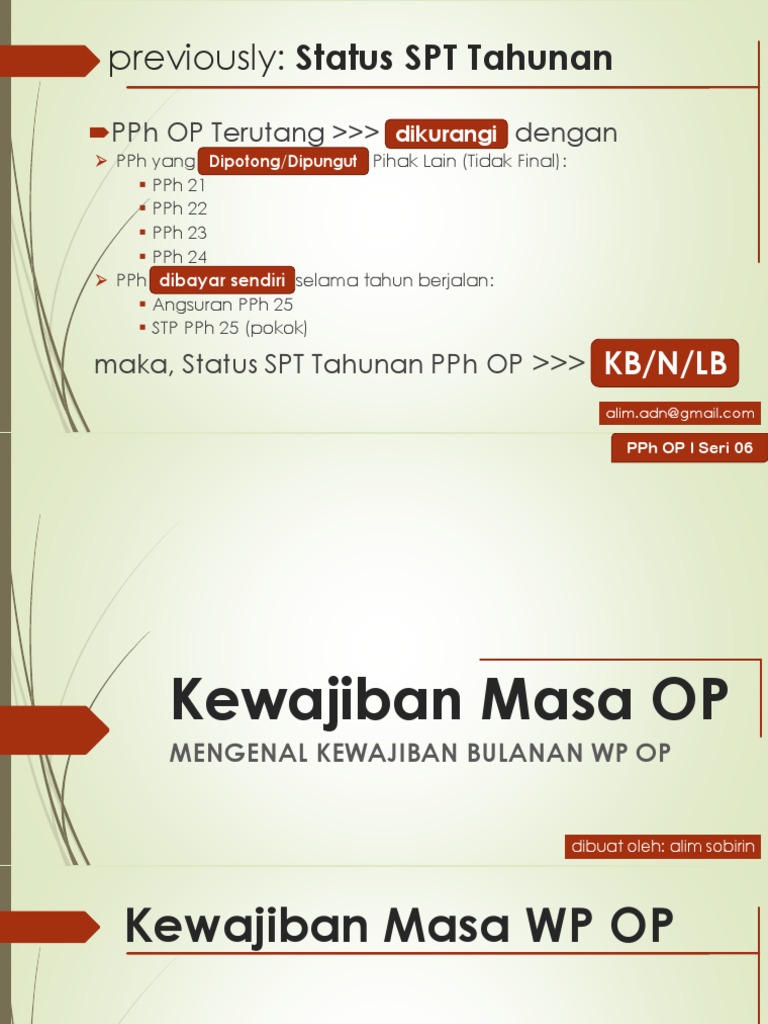 Status SPT Tahunan PPh OP 2022 | PDF