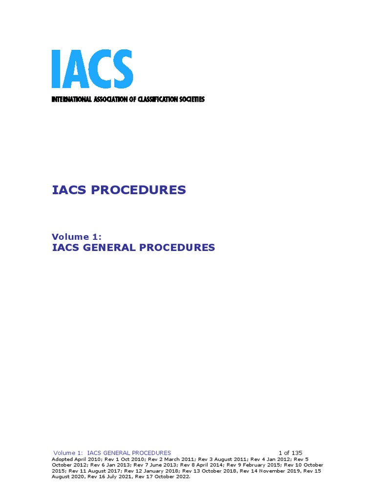 Iacs Procedures Vol 1 Rev 17 CLN | PDF