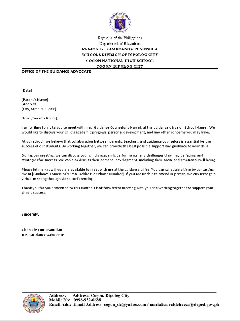 Invitation Letter To Parent | PDF