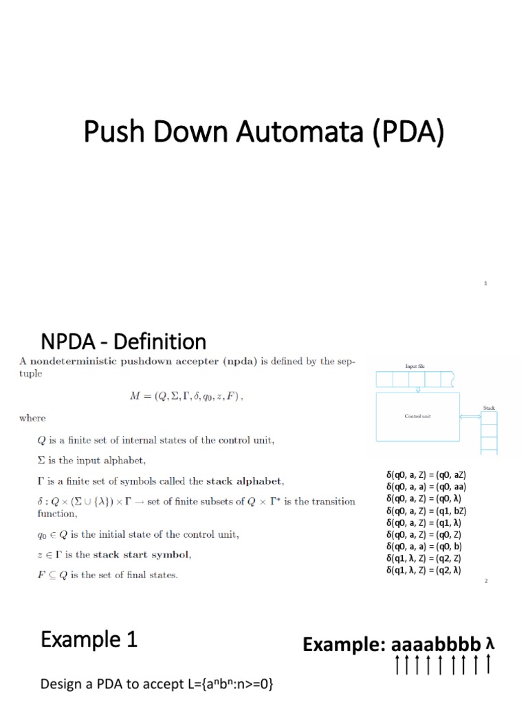 13-Push Down Automata (PDA) | PDF | Theory Of Computation | Computer Programming